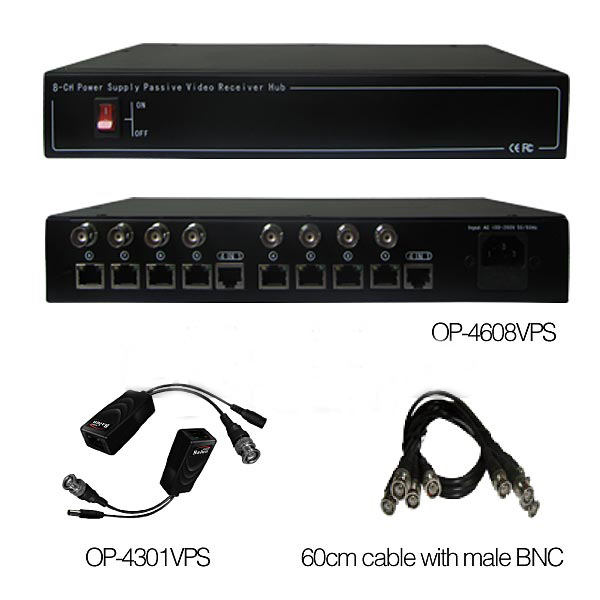 OP-4608VPS 8CH Power Supply Passive Video Receiver Hub, 8 Ch Video ...
