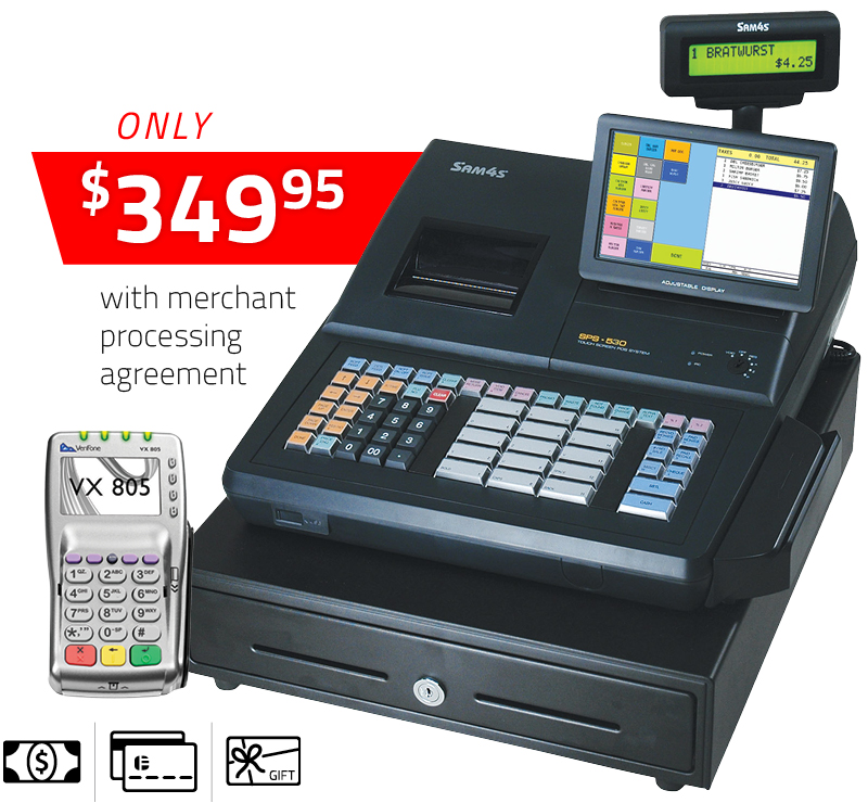 SAM4s SPS-530R cash register with EMV credit card interface