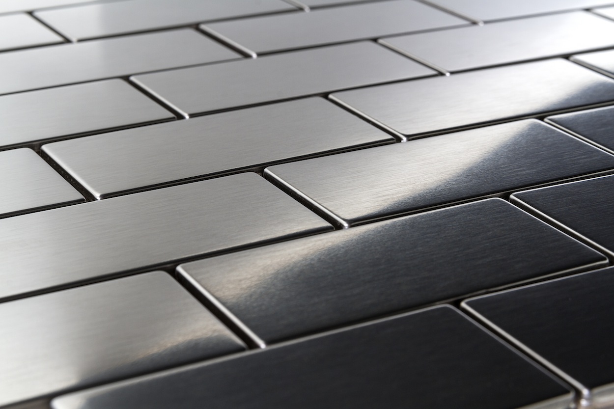 $10.95 Brick Stainless Steel Tiles 1.5" X 3" Metal Mosaic