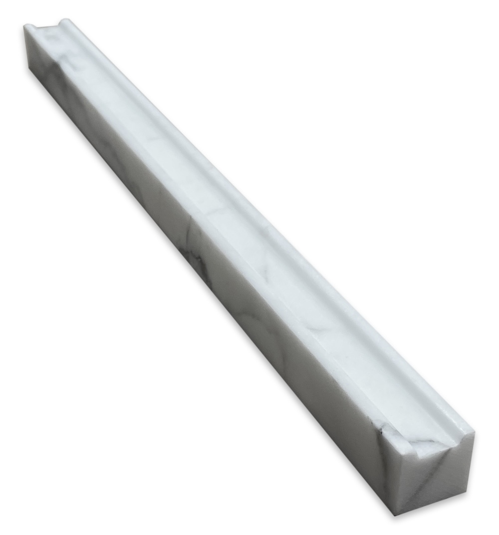 Calacatta Gold Polished Marble Groove Square Edge Pencil