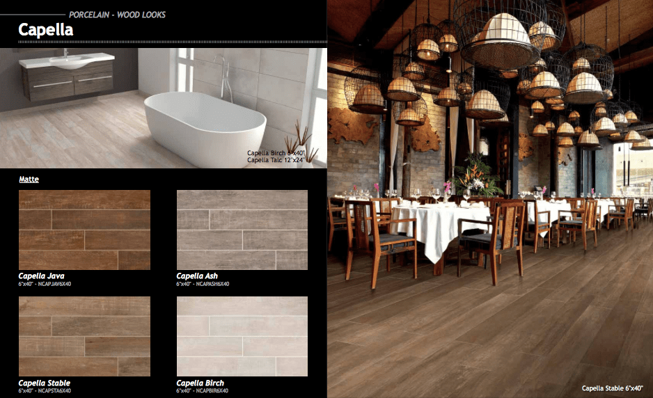 $3.69SF Capella Ash 6x40" Wood Look Italian Made Porcelain Tile