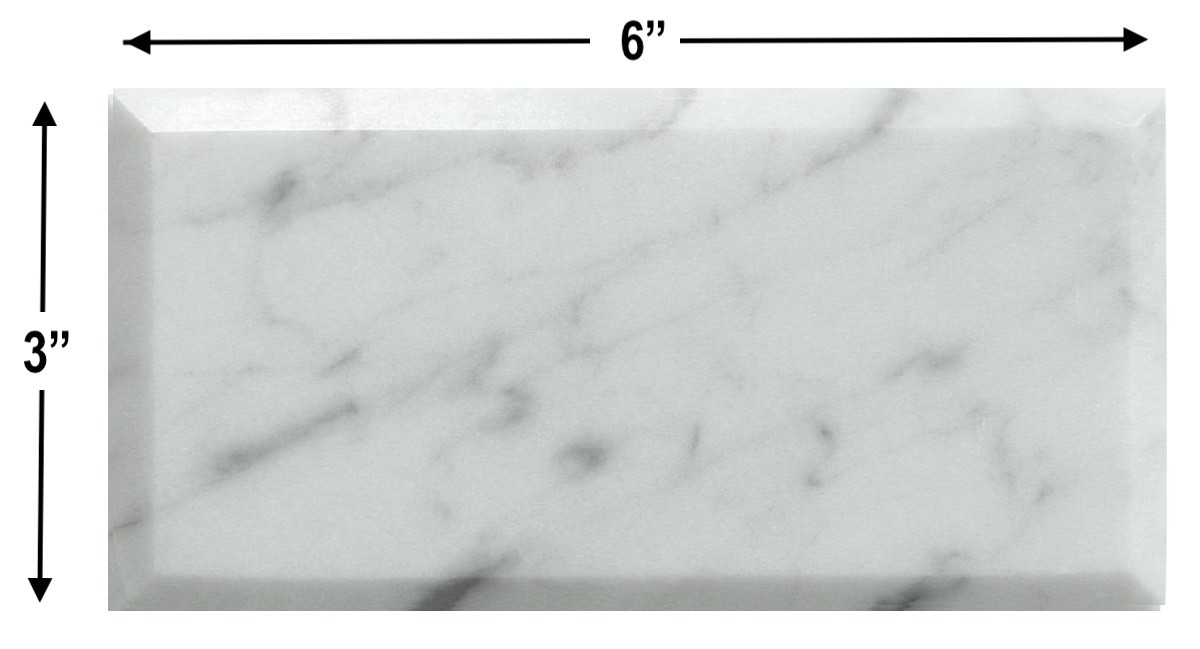 Carrara Bianco Honed 3x6 Beveled Pillowed Marble Tile