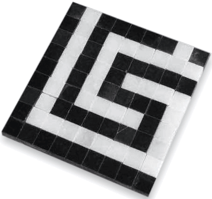 Carrara Bianco Nero Marquina Black Polished Greek Key Corner