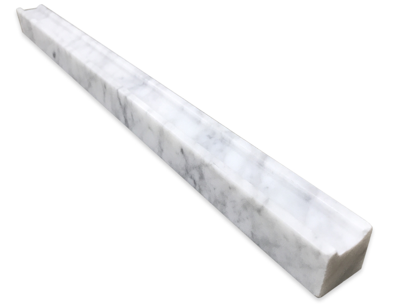 Carrara Bianco Polished Marble Groove Square Edge Pencil