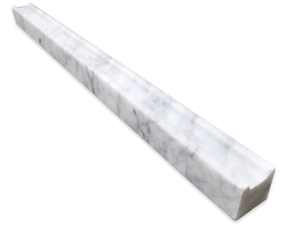 Carrara Bianco Polished Marble Groove Square Edge Pencil