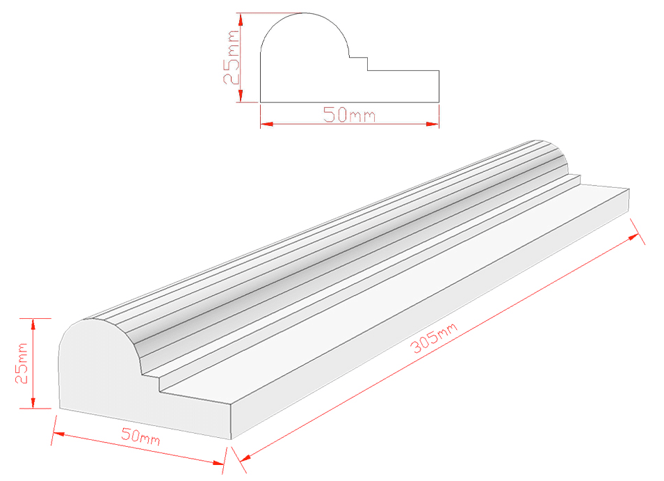 Carrara Venato Honed 12" Marble Ogee Rail Molding