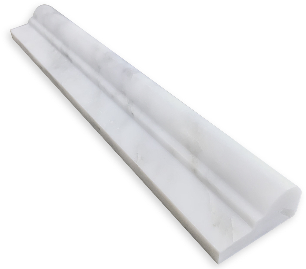 Carrara (Carrera) Venato Polished 12" Marble Ogee Rail Molding