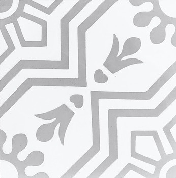 Handmade Encaustic Cement Tiles Aztec Gray on White