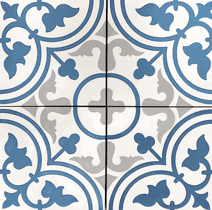 Handmade Encaustic Tulips Blue Fleur Cement Tiles
