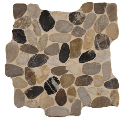 Mix River Pebbles Tumbled Marble Mesh Mounted Mosaic Tile