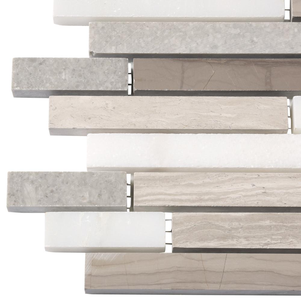 Arctic Storm Interlocking Marble Mosaic Tile