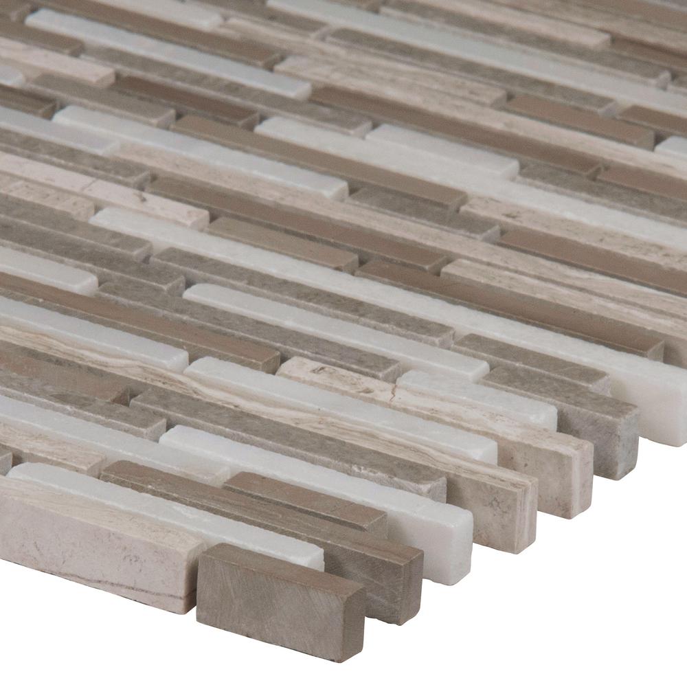 Arctic Storm Interlocking Bamboo Marble Mosaic Tile