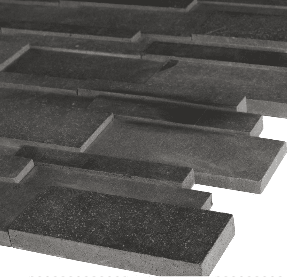 Neptune 3D 12 x 12" Honed Basalt Mesh Mounted Mosaic Wall Tile