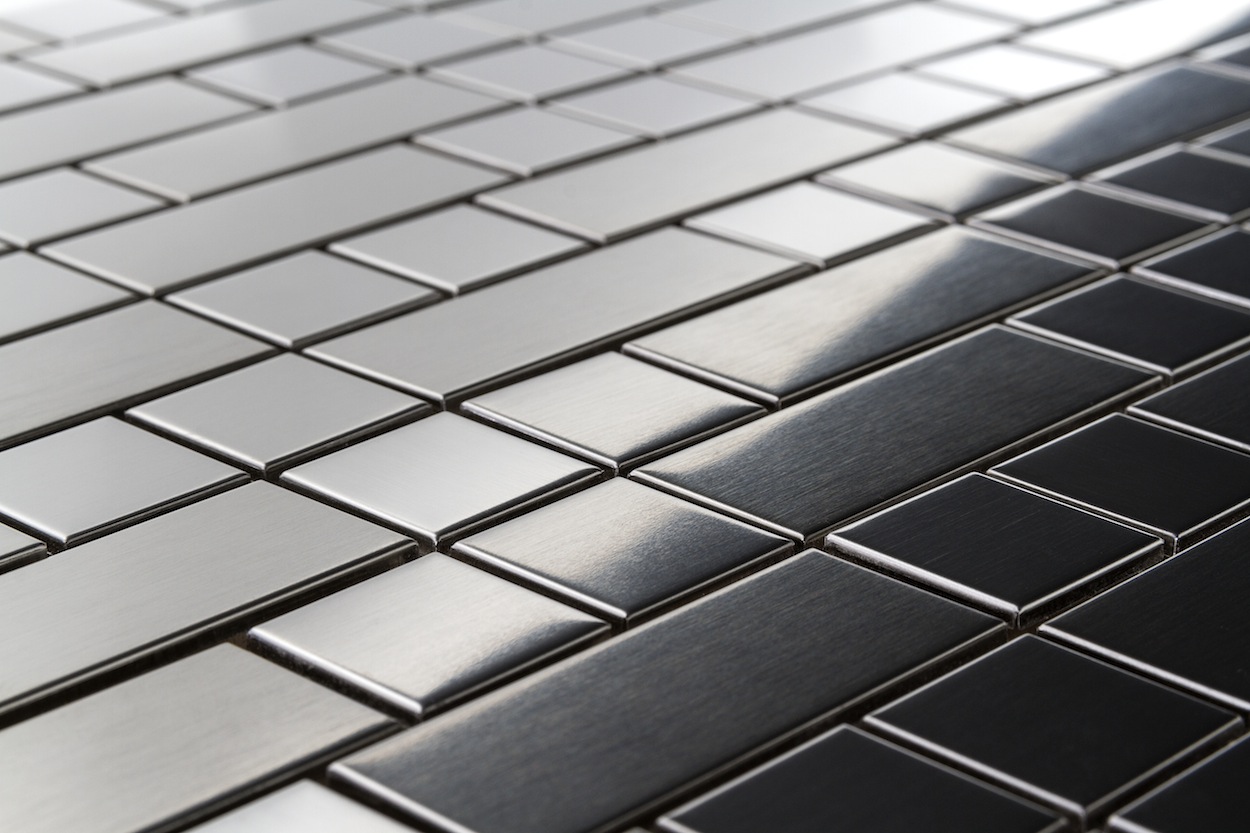 Bricks and Squares Stainless Steel Tiles Earthworks Metal Mosaic