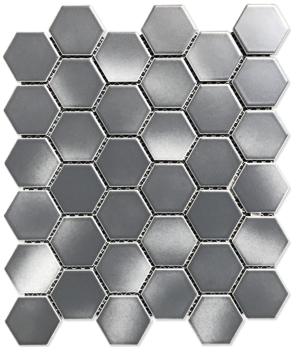 Shades of Gray 2" Hexagon Porcelain Gloss Mosaic Floor Wall Tile
