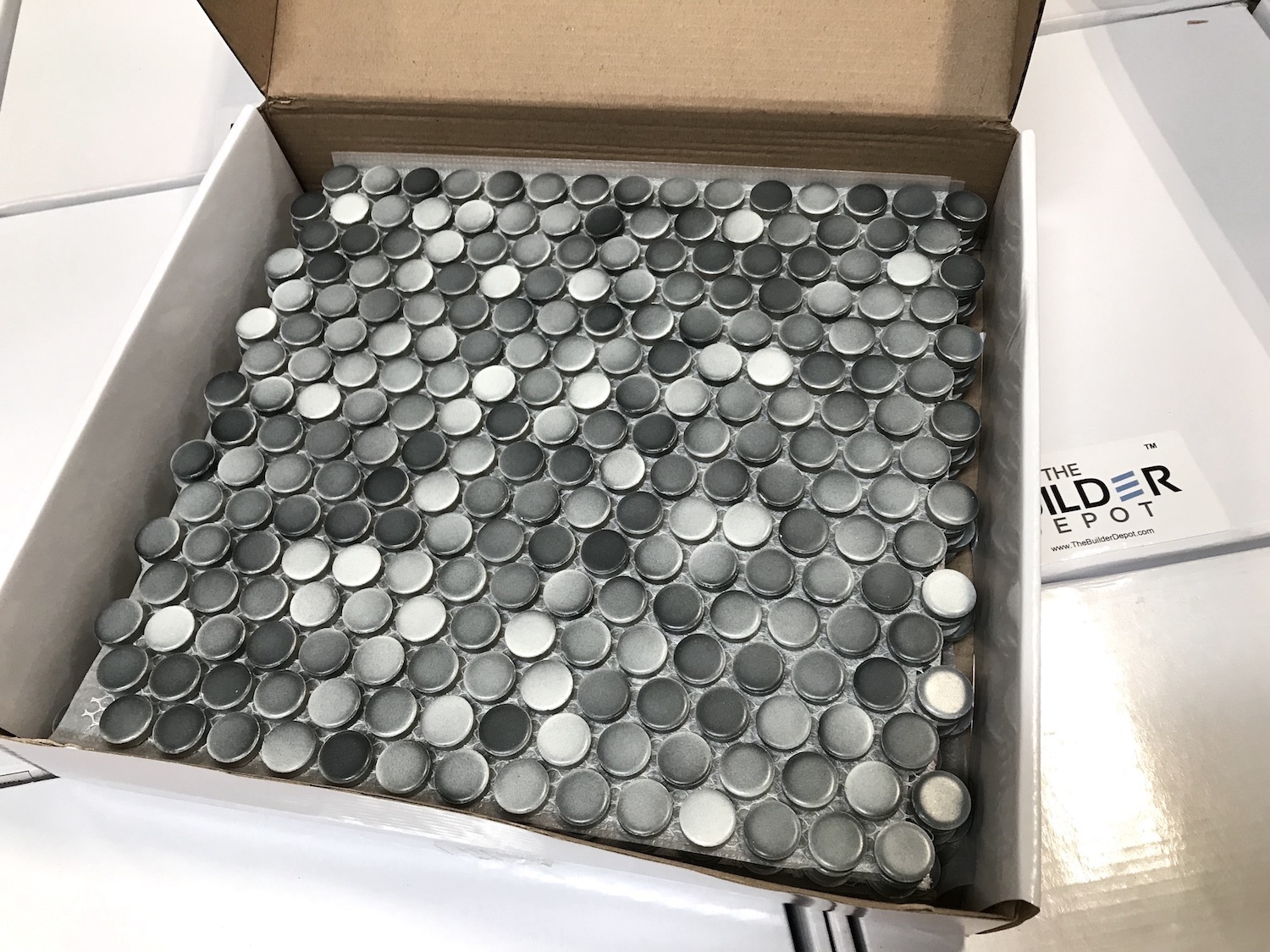 Shades of Gray Pennyround Matte Porcelain Gloss Finish Mosaic Floor ...