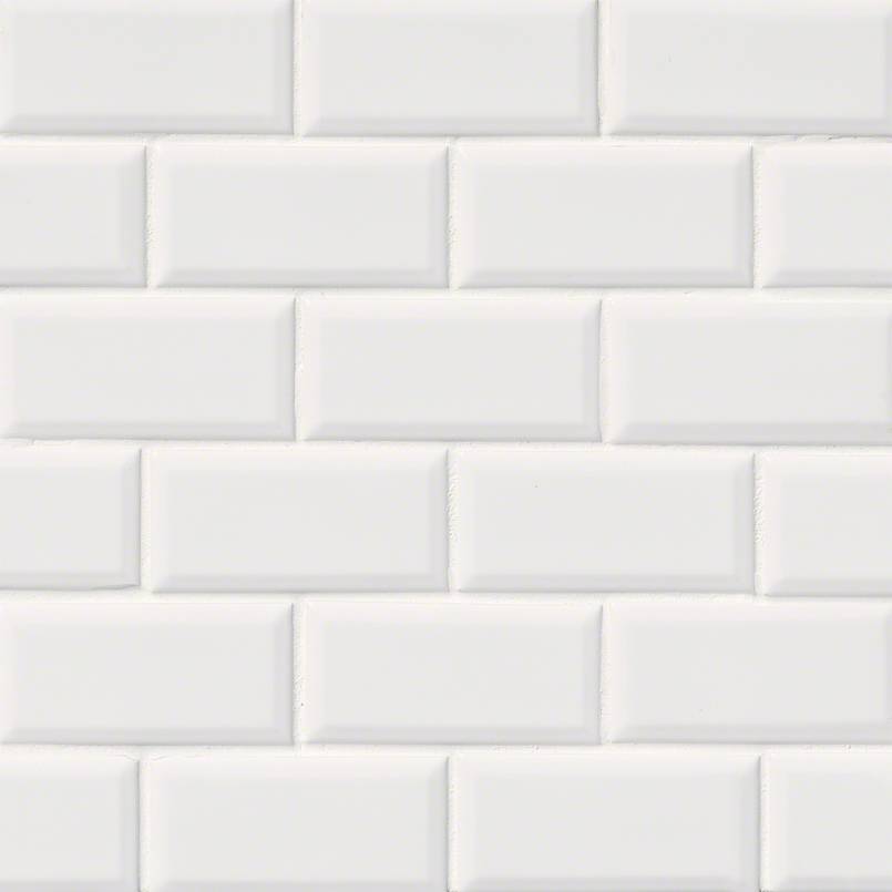 Subway 2x4 Beveled White Gloss Ceramic Wall Tile