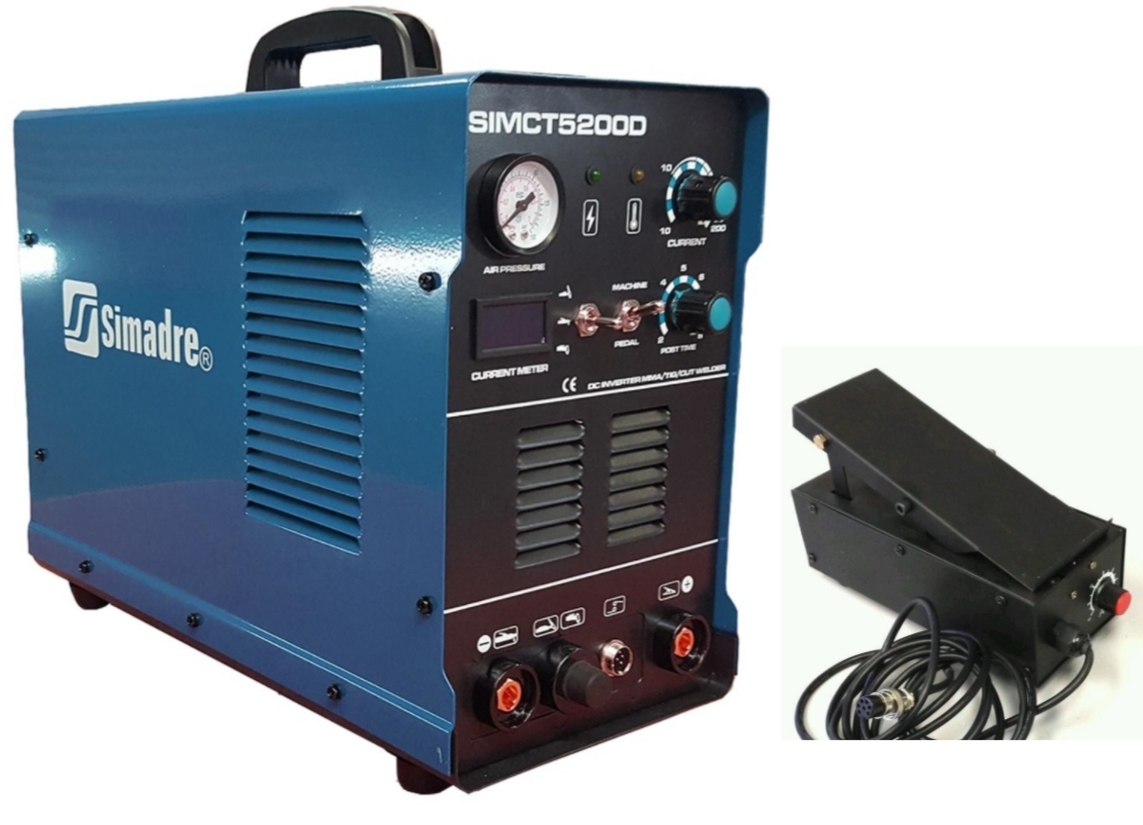 SIMADRE 5200D 50A PLASMA CUTTER 200A TIG ARC MMA WELDER WITH FOOT PEDAL