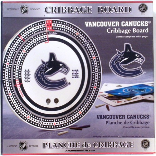 Vancouver Canucks NHL Round Cribbage Board