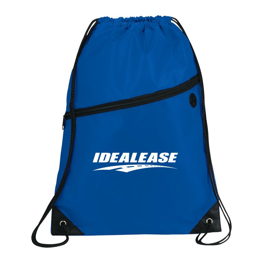 Robin Drawstring Polyester Bag with Front Zipper Pocket