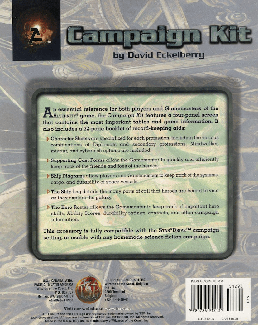 Alternity Science Fiction Adventure RPG Campaign Kit