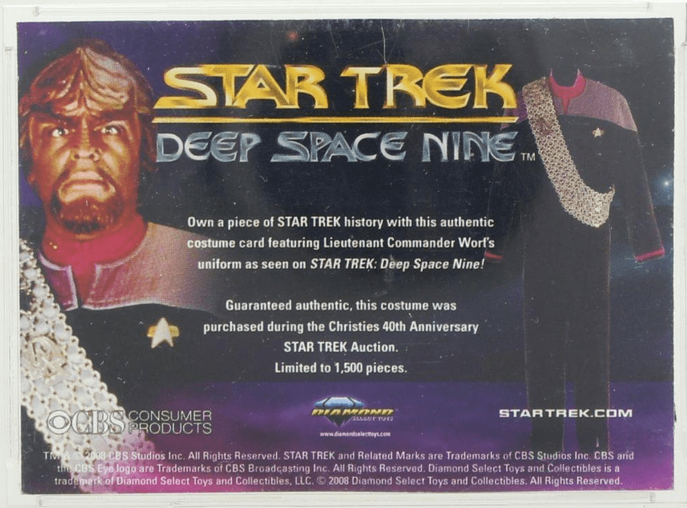 Diamond Select Star Trek Deep Space Nine Worf Uniform Trading Card