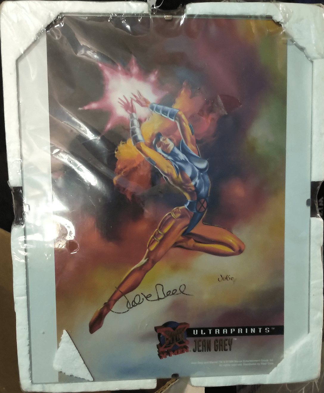 Fleer 1995 X-Men Julie Bell Signed and Framed Jean Grey Ultraprint