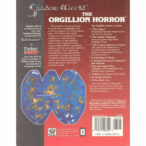 I.C.E. Shadow World The Orgillion Horror RPG Module