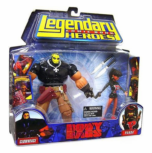 Legendary Comic Book Heroes Body Bags Clownface and Panda Figure Set