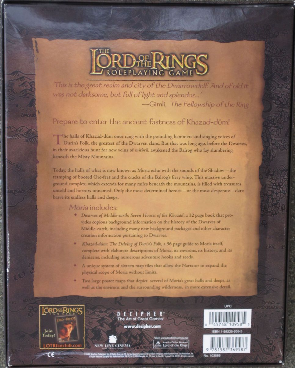 Lord of the Rings Moria Role Playing Game Box Set