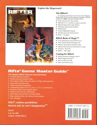 Palladium Rifts Game Master Guide RPG Book