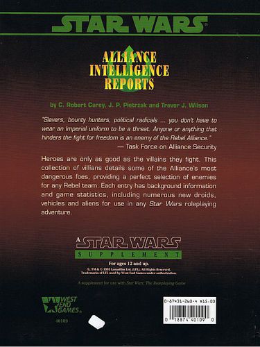 West End Games Star Wars Alliance Intelligence Reports RPG Book