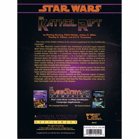 West End Games Star Wars DarkStryder Campaign The Kathol Rift RPG Book