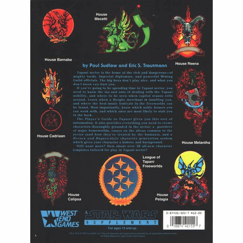 West End Games Star Wars Player's Guide to Tapani RPG Book
