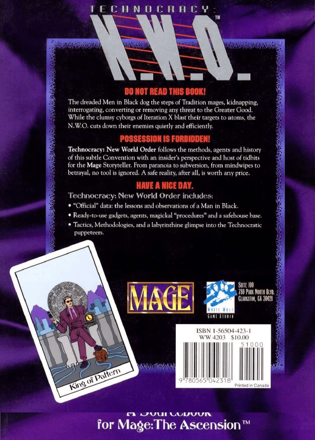 White Wolf Mage The Ascension Technocracy N.W.O. Sourcebook