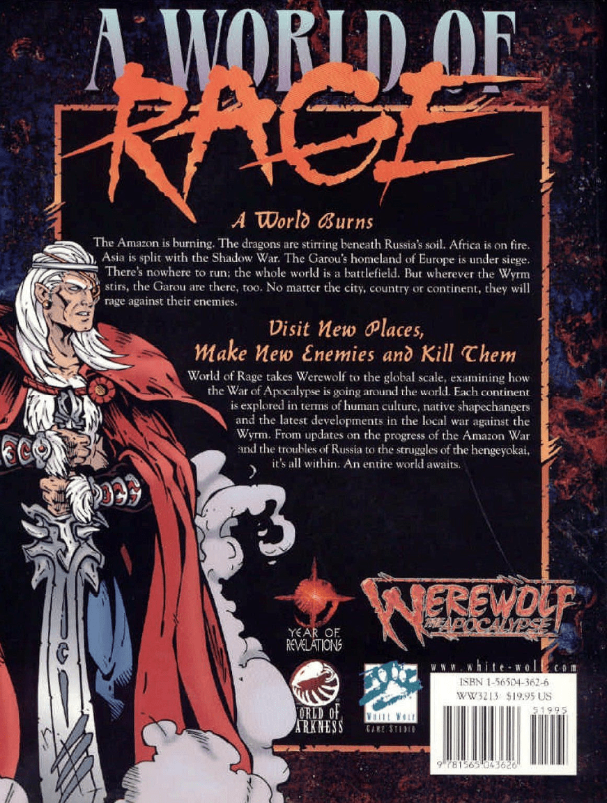 White Wolf Werewolf The Apocalypse A World of Rage Sourcebook
