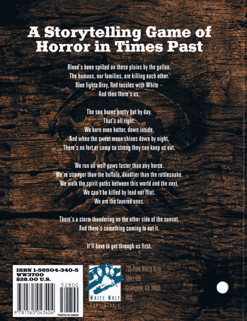 White Wolf Werewolf The Wild West Core Rules Book