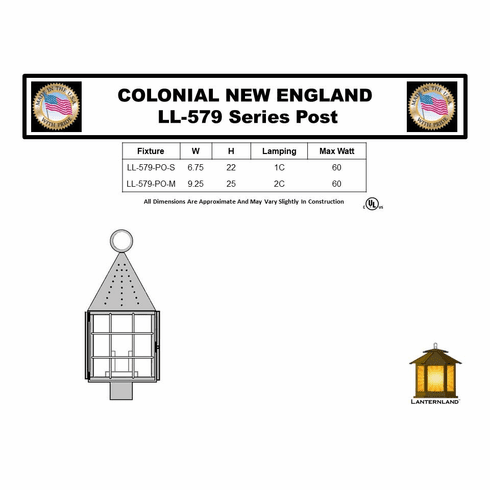 Colonial New England Copper Lantern Post Light Head