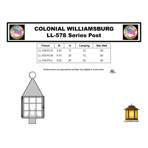 Colonial Williamsburg Copper Lantern Post Light Head