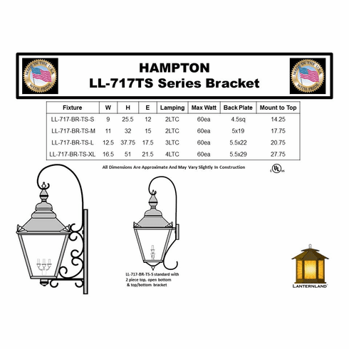 Hampton Wall Light with Bracket and Scroll Copper Lantern