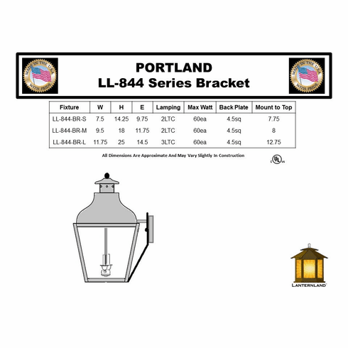 Portland Wall Light with Bracket Outdoor Copper Lighting Made in USA
