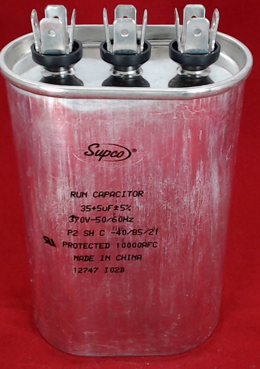 CD35+5X370 - Dual Run Capacitor, Oval, 35 + 5 Mfd., 370 Volt