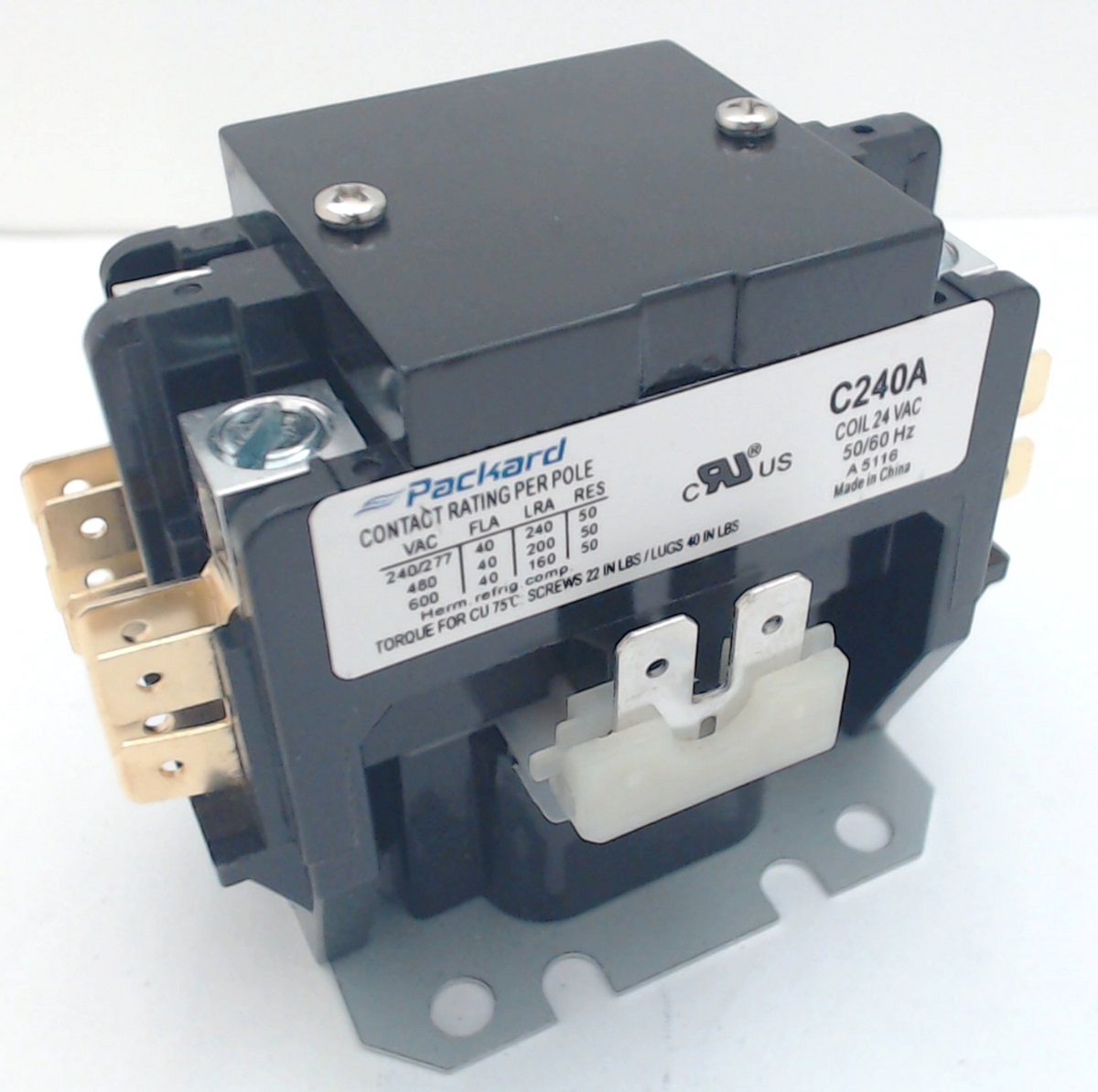 C240A - Packard Definite Purpose Contactor, 2 Pole, 40 Amps, 24 Coil ...