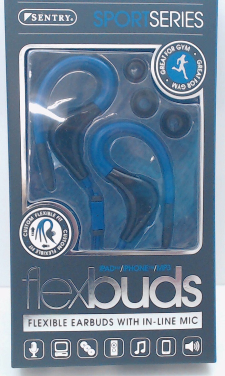 HM238BL - Sentry SportSeries Flexbuds, Flexible Blue Ear Buds with In ...