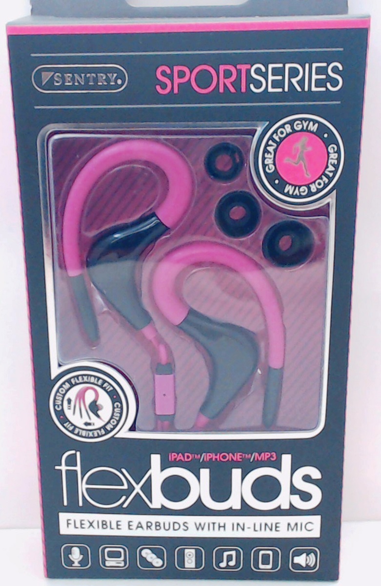 HM238PK - Sentry SportSeries Flexbuds, Flexible Pink Ear Buds with In ...