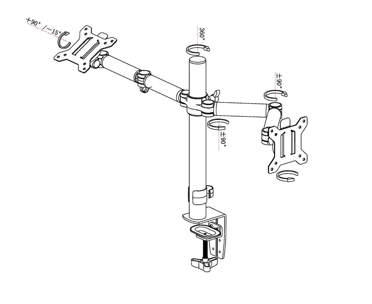 Dual Monitor Arm Vesa Mount post style - Black
