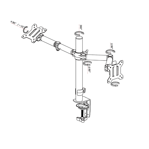 Dual Monitor Arm Vesa Mount post style - Black