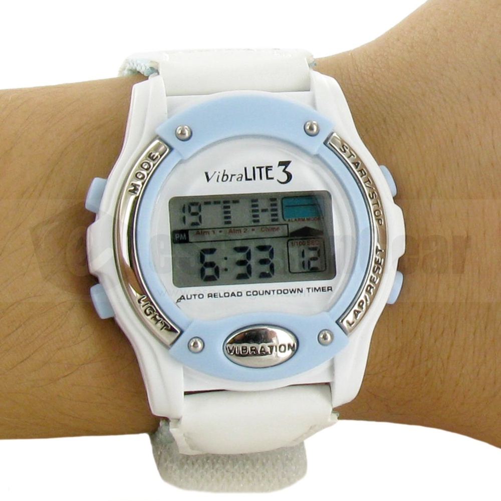 $43 VibraLITE 3 Vibrating Watch, VL300V-WB, White/Blue, Free Shipping!