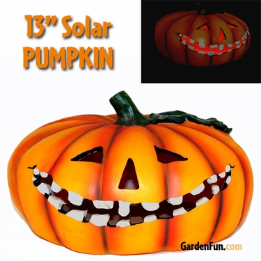 13" Solar Pumpkin Yard Decor only $29.99 at Garden Fun