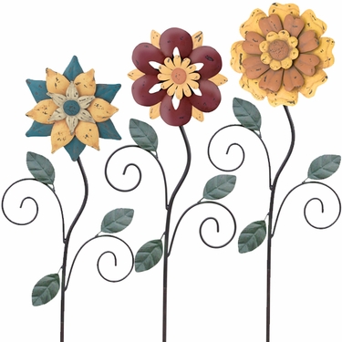 Rustic Flower Garden Stakes – Set of 3